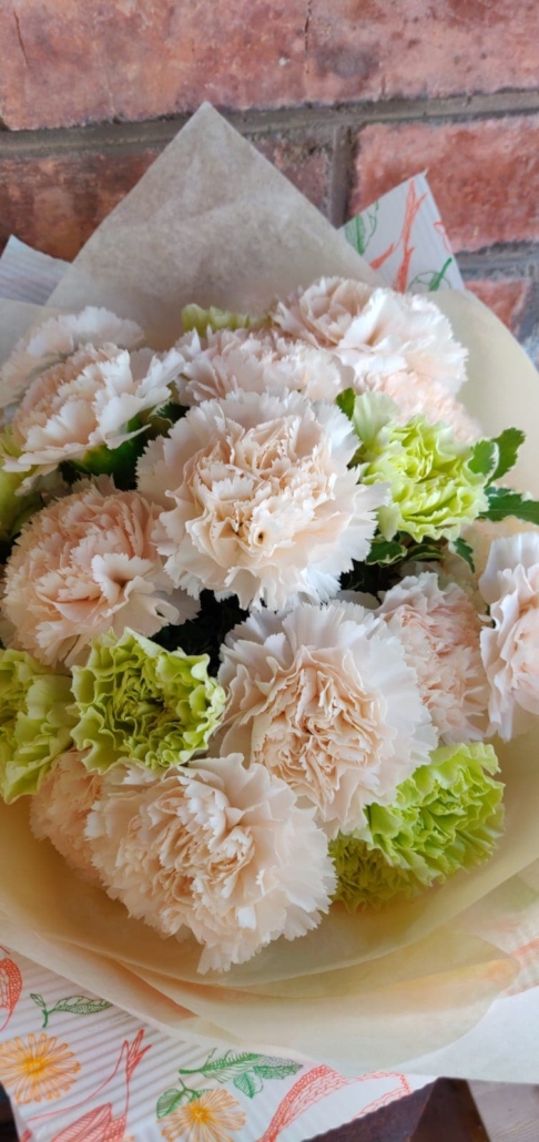 Buchet cu garoafe bej și vernil Heaven - enRose