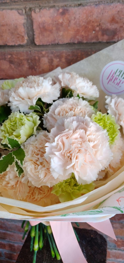 Buchet cu garoafe bej și vernil Heaven - enRose