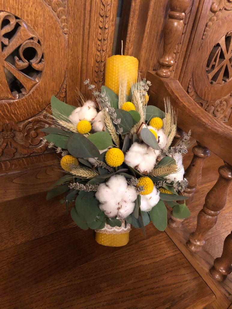 Lumânare de botez din ceară naturală Rustic vibe – enRose